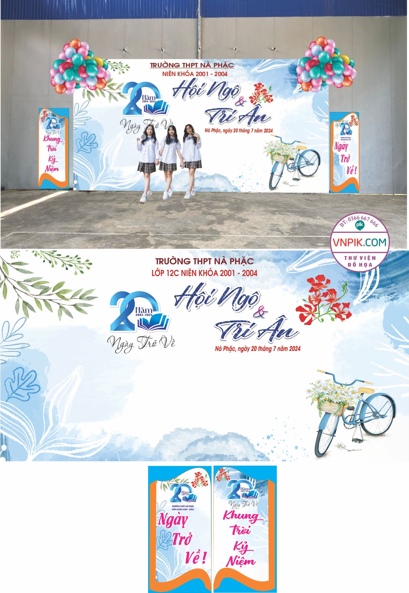 Mã 17747 - Backdrop pano khổ lớn kỷ niệm 20 năm ngày ra trường của lớp ...