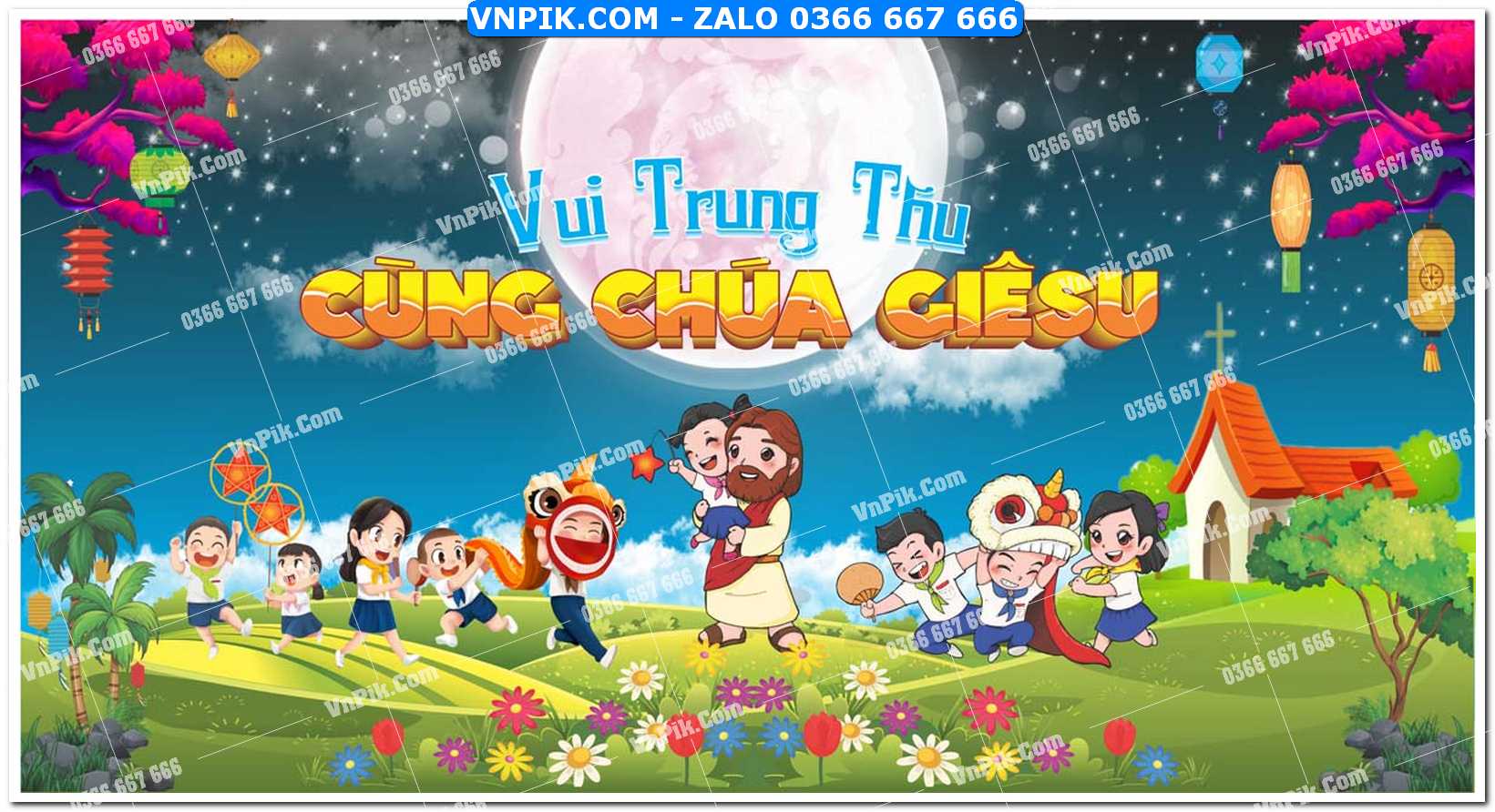 Mã 153977 - Phông nền trung thu công giáo – Vui hội trăng rằm file ...